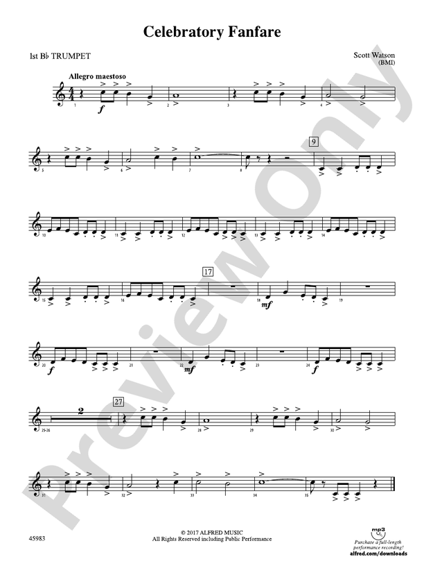 Celebratory Fanfare: 1st B-flat Trumpet: 1st B-flat Trumpet Part - Digital Sheet Music Download