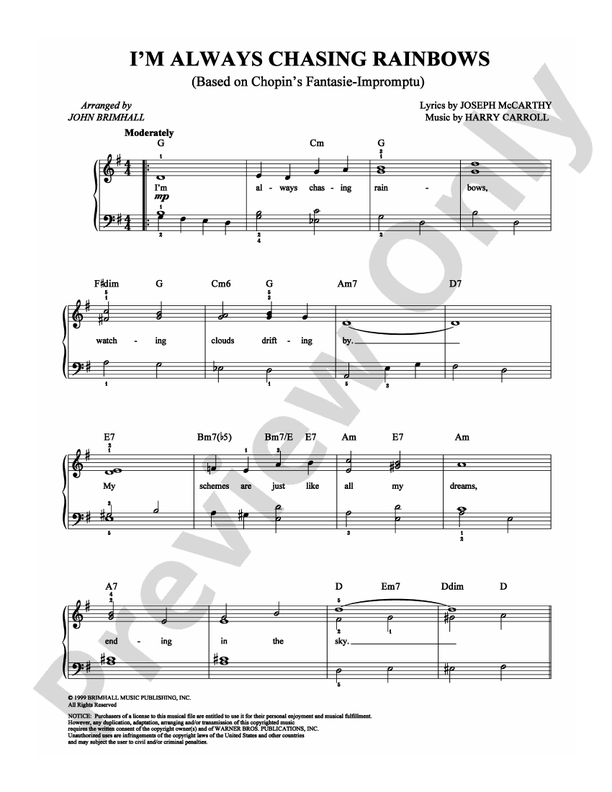 I'm Always Chasing Rainbows: Easy Piano: Harry Carroll - Digital Sheet ...
