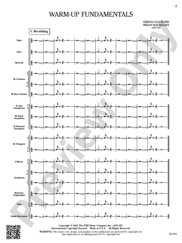 Warm-Up Fundamentals for Concert Band: Score: Concert Band Score: Gregg ...