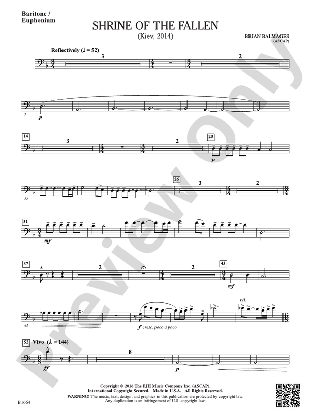 Shrine of the Fallen: Baritone / Euphonium: Baritone / Euphonium Part: Brian Balmages - Digital ...