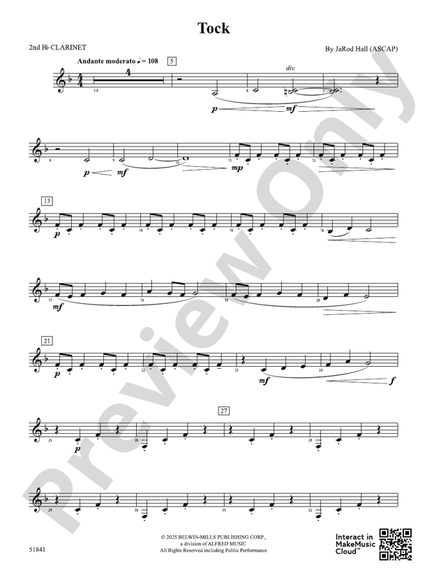 Tock: 2nd B-flat Clarinet: 2nd B-flat Clarinet Part - Digital Sheet ...