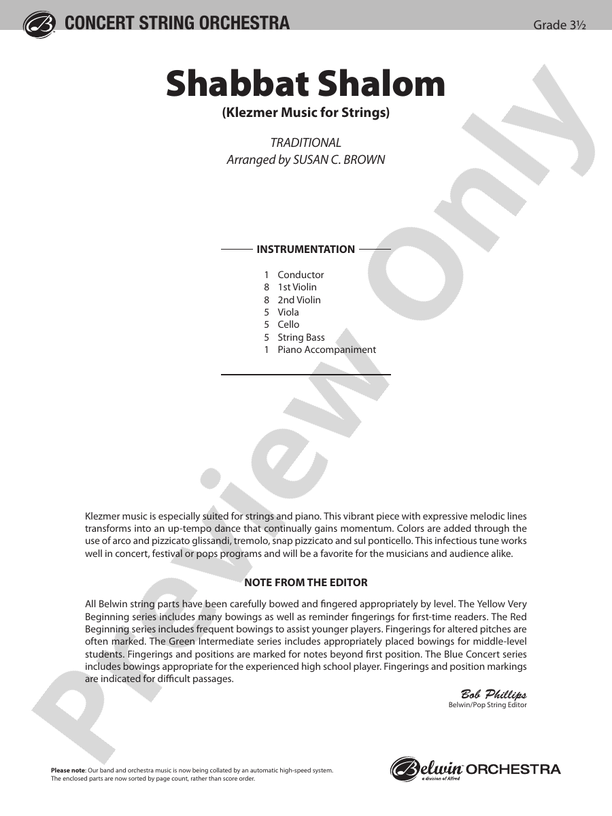 Shabbat Shalom: Score: String Orchestra Score - Digital Sheet Music ...