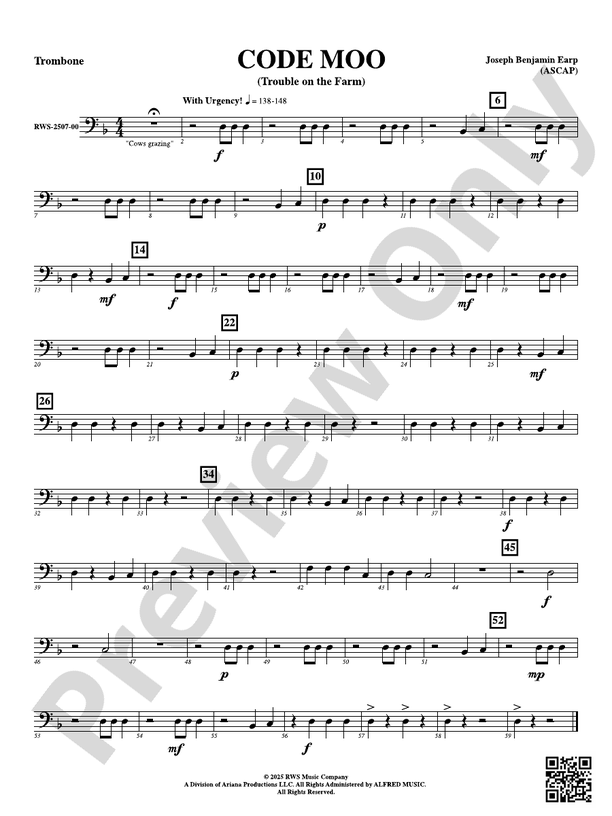 Code Moo (Trouble on the Farm): Trombone: Trombone Part: Joseph ...