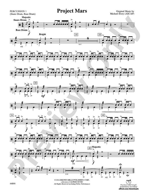 Project Mars: 1st Percussion: 1st Percussion Part - Digital Sheet Music ...