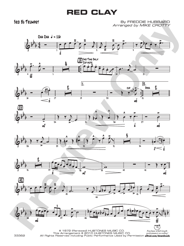 Red Clay: 3rd B-flat Trumpet: 3rd B-flat Trumpet Part - Digital Sheet ...