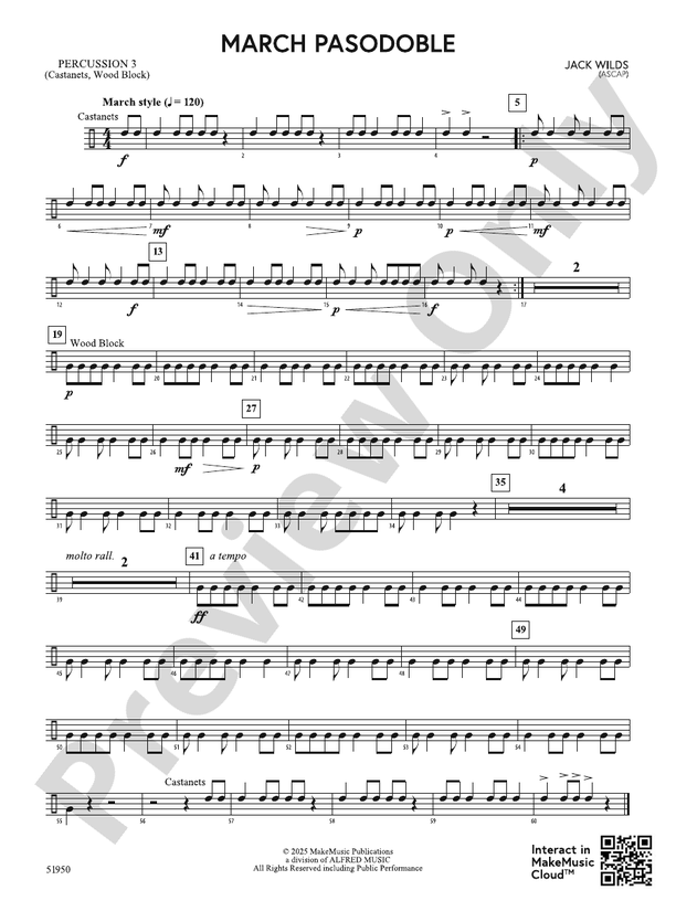March Pasodoble: 3rd Percussion: 3rd Percussion Part - Digital Sheet ...