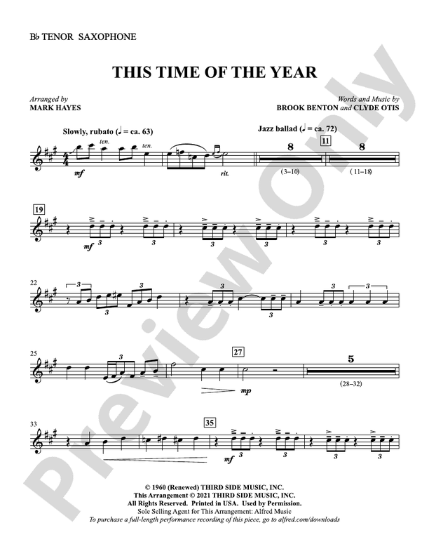 This Time of the Year: B-flat Tenor Saxophone: B-flat Tenor Saxophone ...