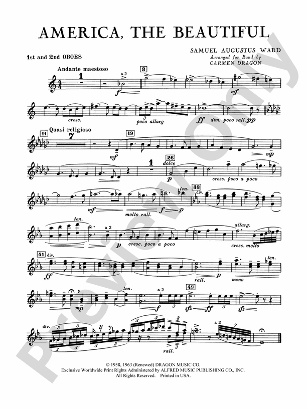 America the Beautiful: 1st & 2nd Oboe: 1st & 2nd Oboe Part - Digital ...