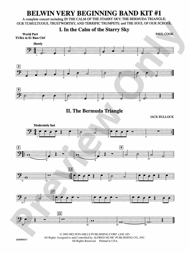 Belwin Very Beginning Band Kit #1: (wp) E-flat Tuba B.C.: (wp) E-flat ...