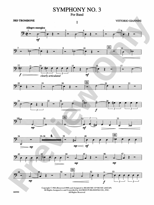 Symphony No. 3 for Band: 3rd Trombone: 3rd Trombone Part - Digital ...