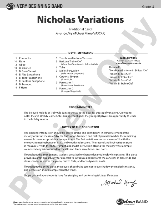 Nicholas Variations: Score: Concert Band Score - Digital Sheet Music ...
