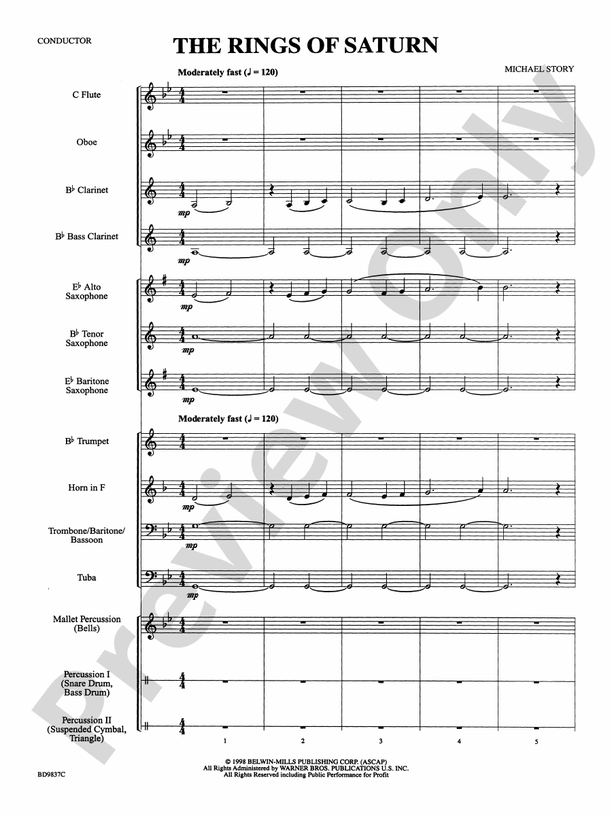 The Rings of Saturn: Score: Concert Band Score - Digital Sheet Music ...