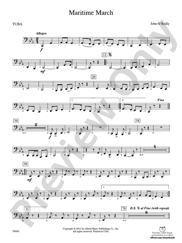 Maritime March: Tuba: Tuba Part - Digital Sheet Music Download