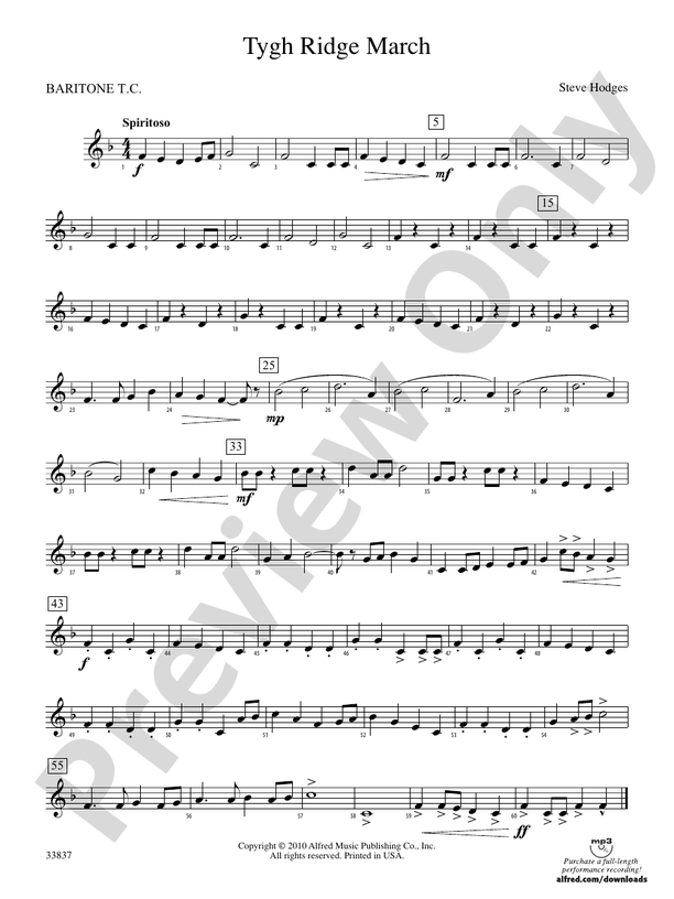 Tygh Ridge March: Baritone T.C.: Baritone T.C. Part - Digital Sheet ...