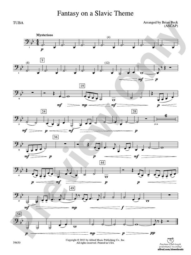 Fantasy on a Slavic Theme: Tuba: Tuba Part - Digital Sheet Music Download