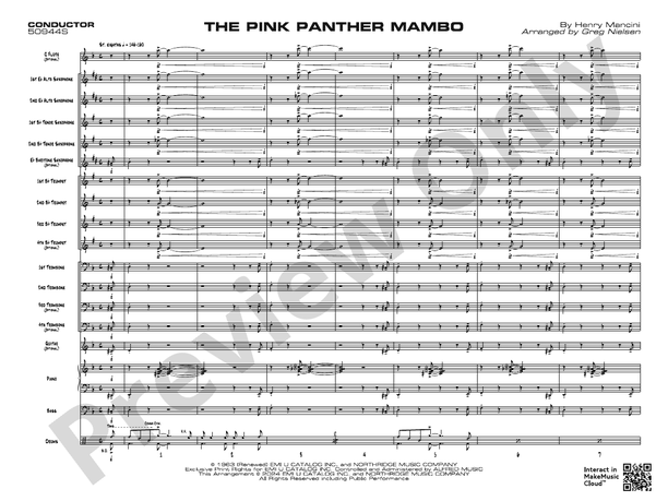 The Pink Panther Mambo: Score: Jazz Ensemble Score - Digital Sheet ...