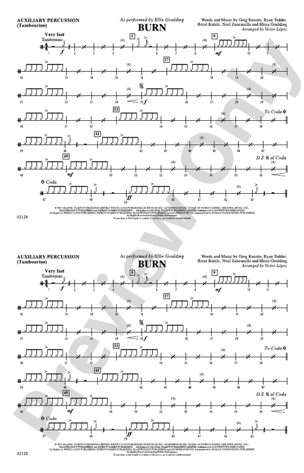 Burn: Auxiliary Percussion: Auxiliary Percussion Part - Digital Sheet Music Download