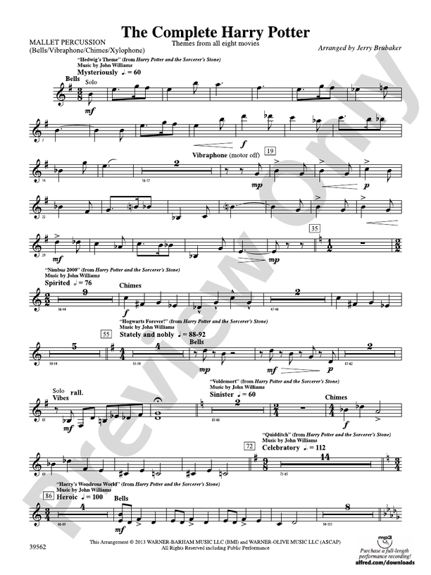 The Complete Harry Potter: Mallets: Mallets Part - Digital Sheet Music Download