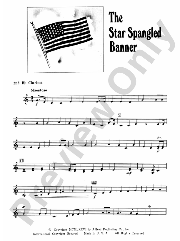 The Star Spangled Banner: 2nd B-flat Clarinet: 2nd B-flat Clarinet Part ...