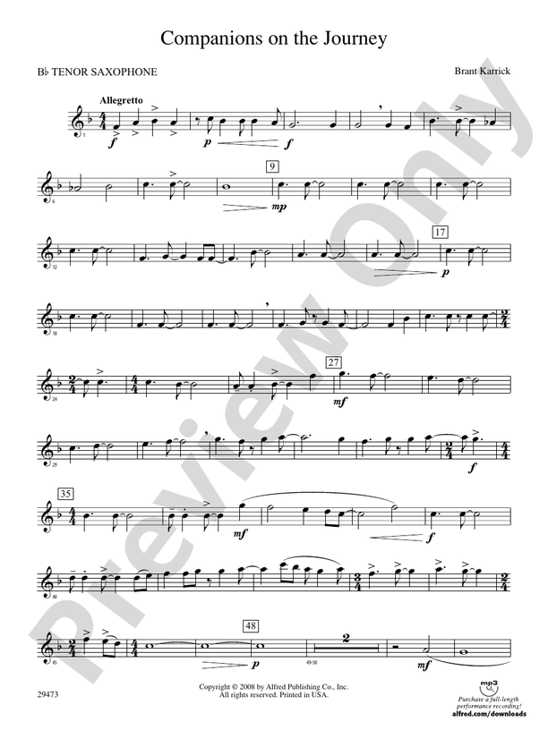 Companions on the Journey: B-flat Tenor Saxophone: B-flat Tenor ...