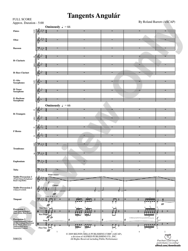 Tangents Angulár: Concert Band Conductor Score & Parts: Roland Barrett ...