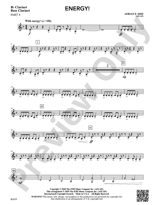 Energy!: Part 4 - B-flat Clarinet / Bass Clarinet: Part 4 - B-flat ...