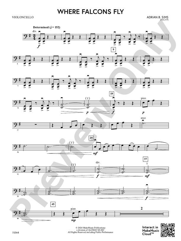 Where Falcons Fly: Cello: Cello Part - Digital Sheet Music Download