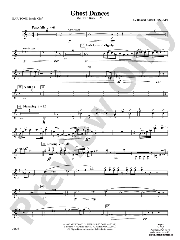 Ghost Dances: (wp) Baritone T.C.: (wp) Baritone T.C. World Part - Digital Sheet Music Download