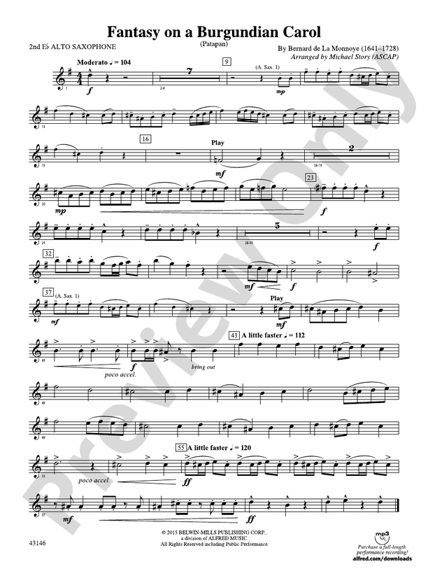 Fantasy on a Burgundian Carol: 2nd E-flat Alto Saxophone: 2nd E-flat Alto Saxophone Part ...