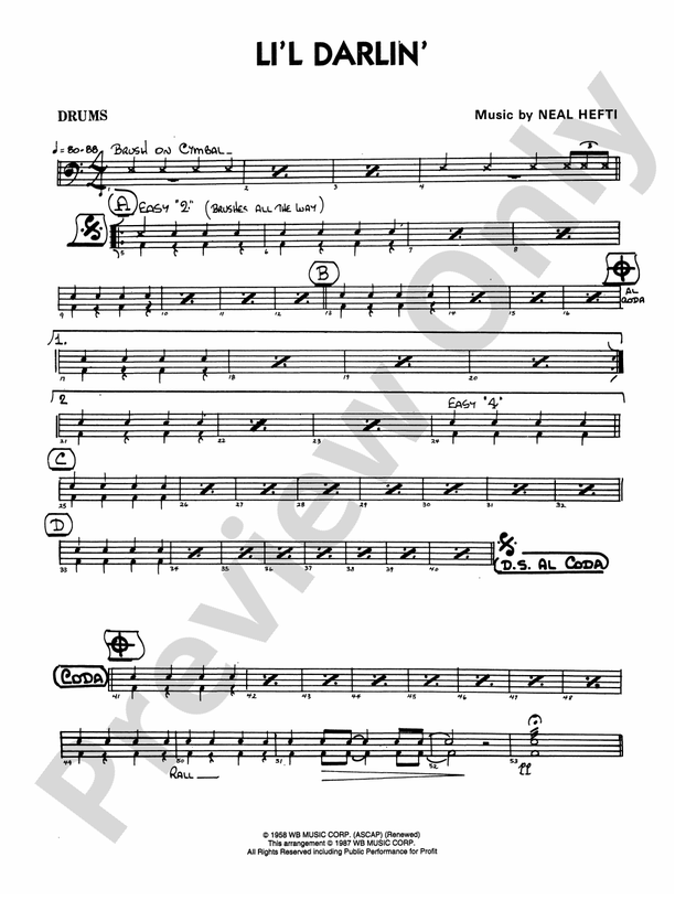 Li'l Darlin': Drums: Drums Part - Digital Sheet Music Download