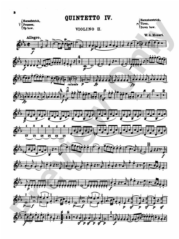 String Quintets, K. 406, 515, 516, 593, 614: 2nd Violin: 2nd Violin Part - Digital Sheet Music ...