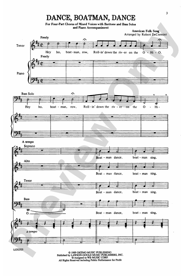 Dance, Boatman, Dance: SATB Choral Octavo - Digital Sheet Music Download
