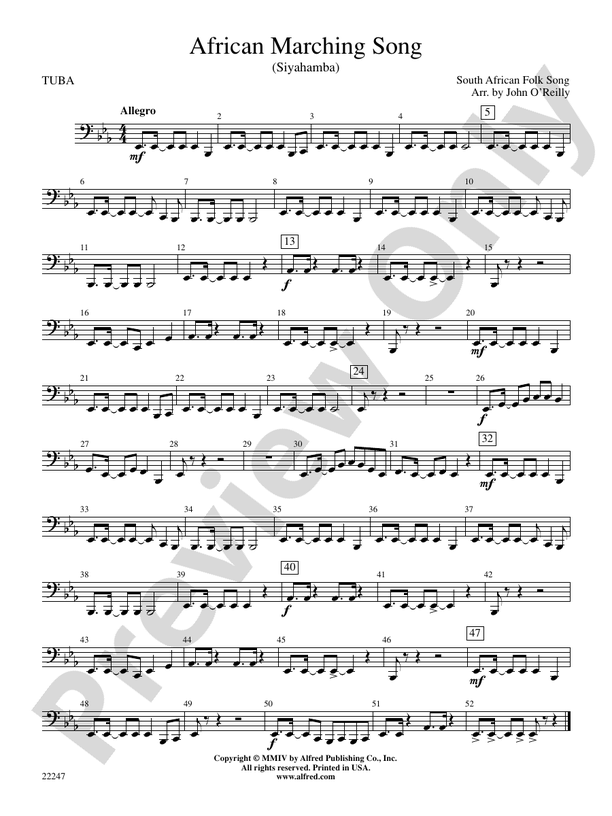 African Marching Song: Tuba: Tuba Part - Digital Sheet Music Download