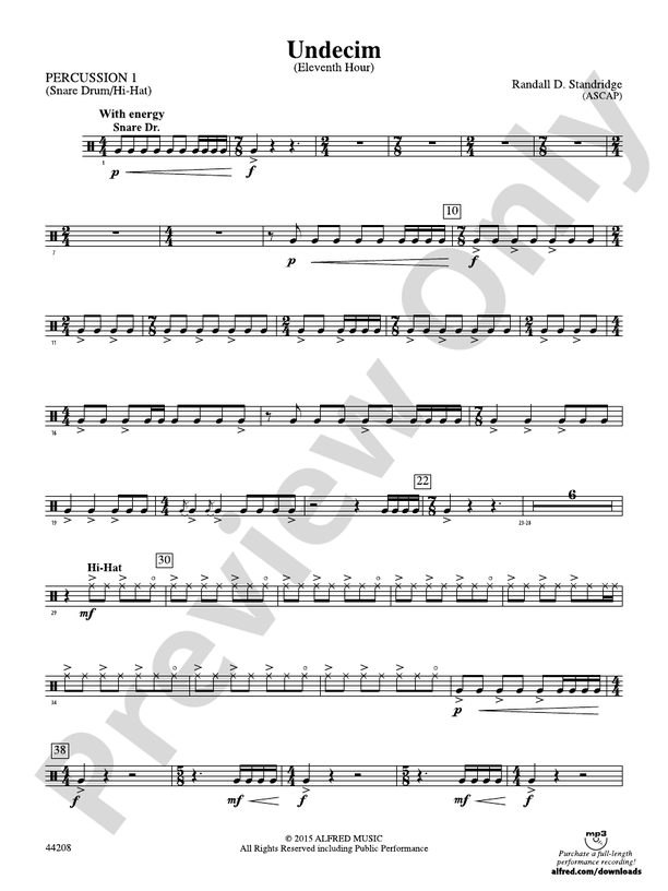 Undecim: 1st Percussion: 1st Percussion Part - Digital Sheet Music Download