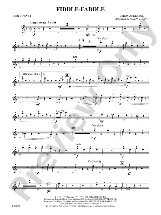 Fiddle-Faddle: 1st B-flat Cornet: 1st B-flat Cornet Part - Digital ...