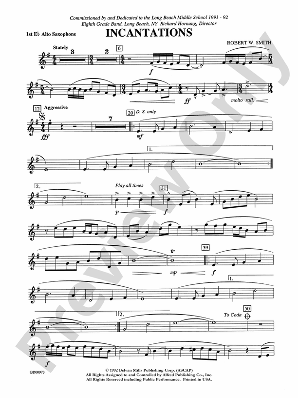 Incantations: E-flat Alto Saxophone: E-flat Alto Saxophone Part - Digital Sheet Music Download