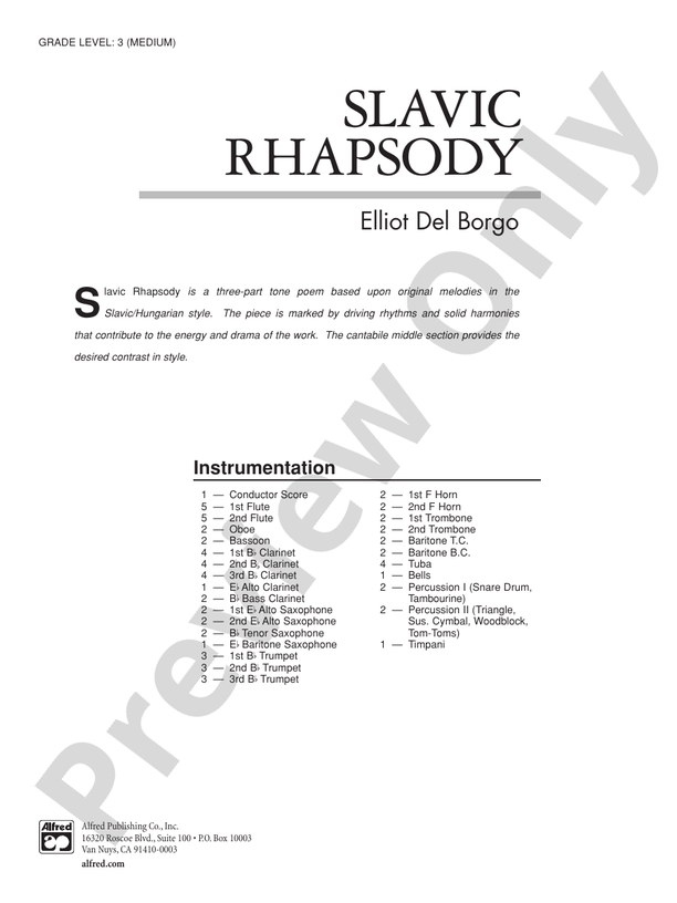 Slavic Rhapsody: : Elliot Del Borgo - Digital Sheet Music Download