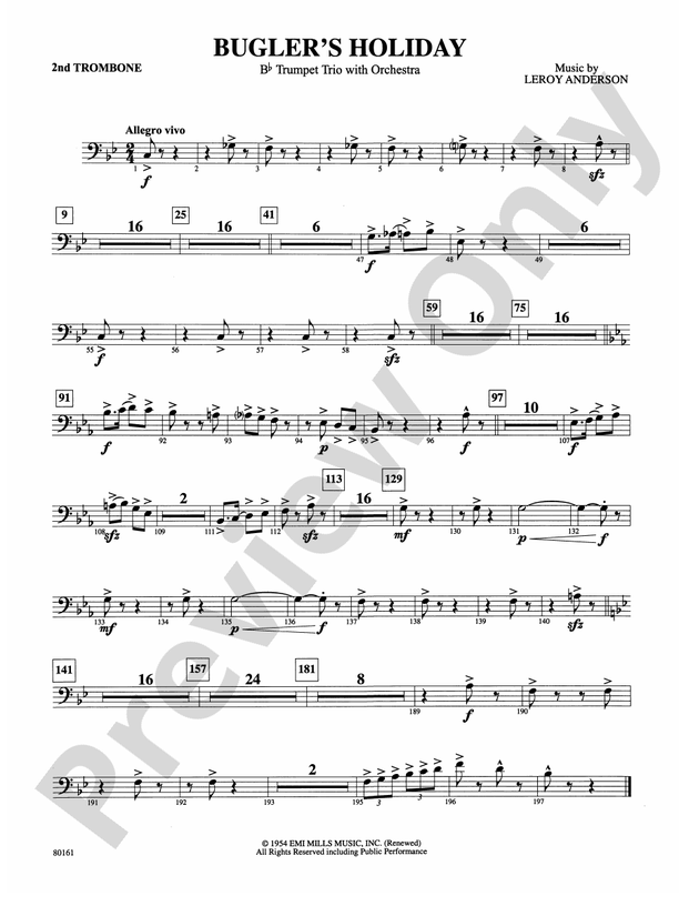 Bugler's Holiday: 2nd Trombone: 2nd Trombone Part - Digital Sheet Music Download