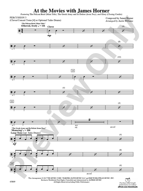 At the Movies with James Horner: 3rd Percussion: 3rd Percussion Part ...