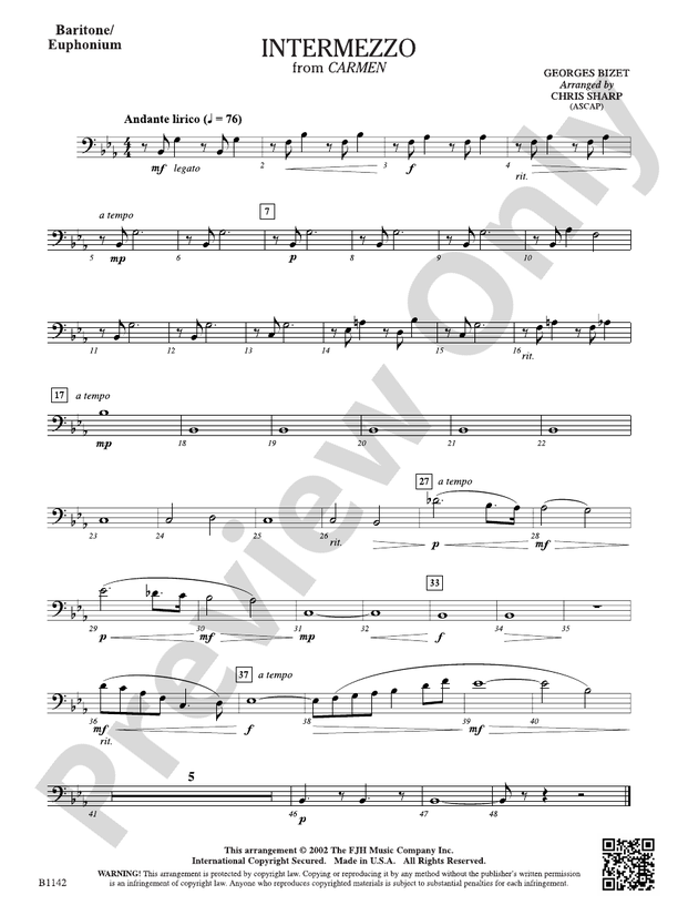 Intermezzo (from Georges Bizet's opera Carmen): Baritone/Euphonium ...