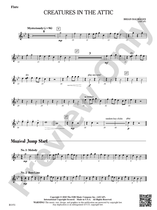 Creatures in the Attic: Flute: Flute Part: Brian Balmages - Digital ...
