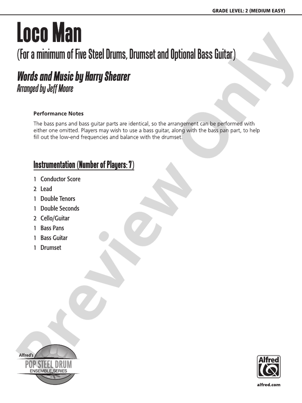Loco Man: Steel Drum Conductor Score & Parts: Harry Shearer - Digital ...