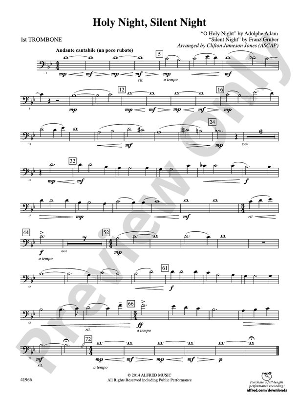 Holy Night, Silent Night: 1st Trombone: 1st Trombone Part - Digital ...