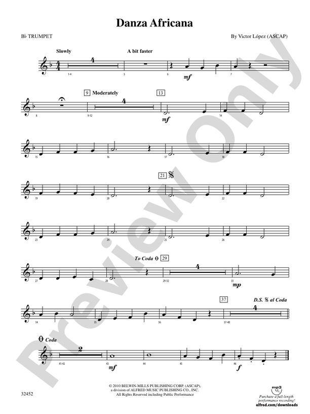 Danza Africana: 1st B-flat Trumpet: 1st B-flat Trumpet Part - Digital Sheet Music Download