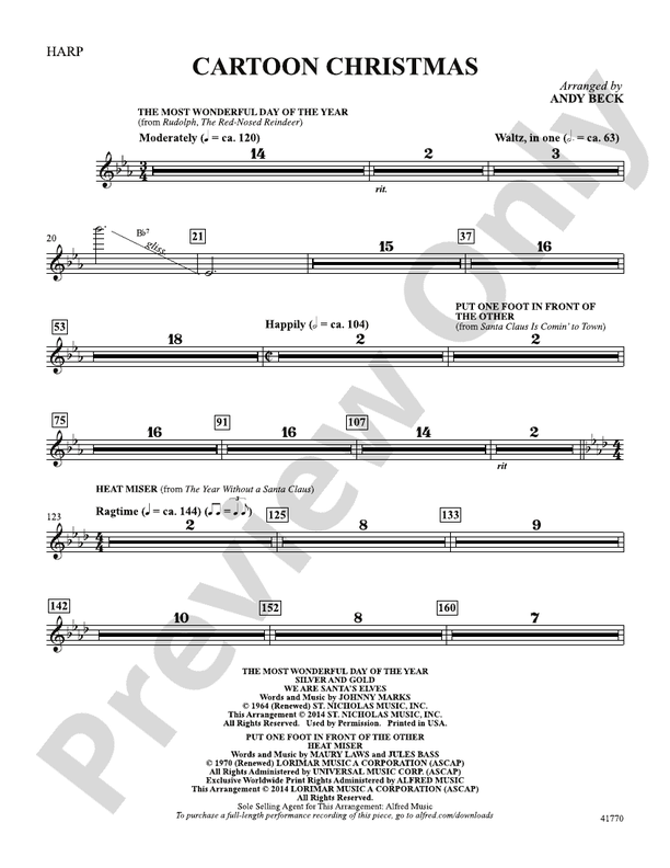 Cartoon Christmas: Harp: Harp Part - Digital Sheet Music Download