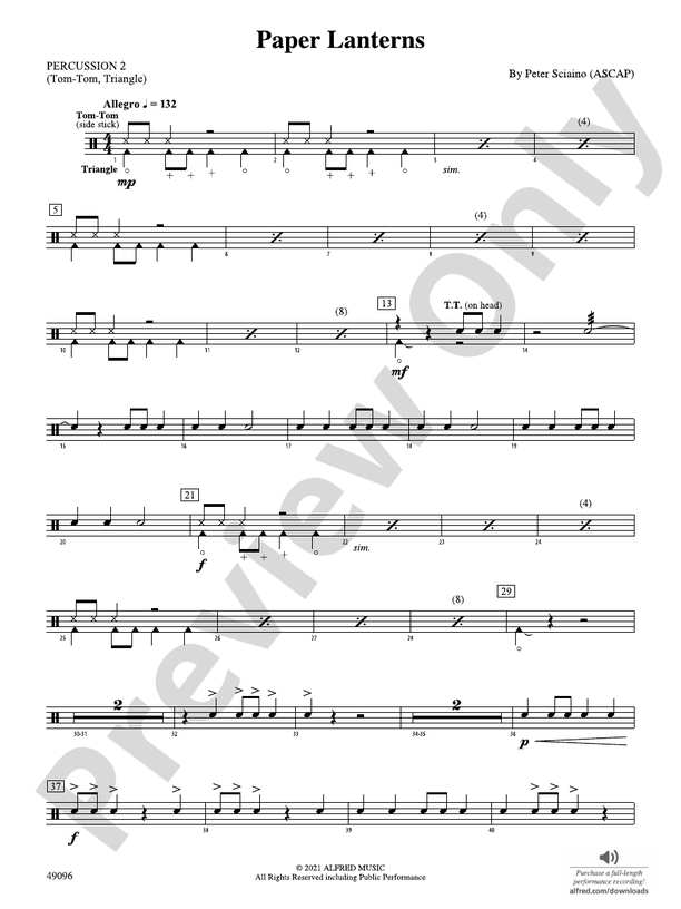 Paper Lanterns: 2nd Percussion: 2nd Percussion Part - Digital Sheet ...