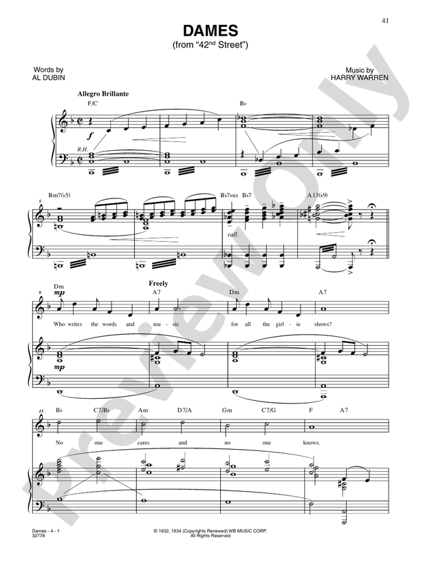 Dames (From "Dames"): Voice: Harry Warren - Digital Sheet Music Download