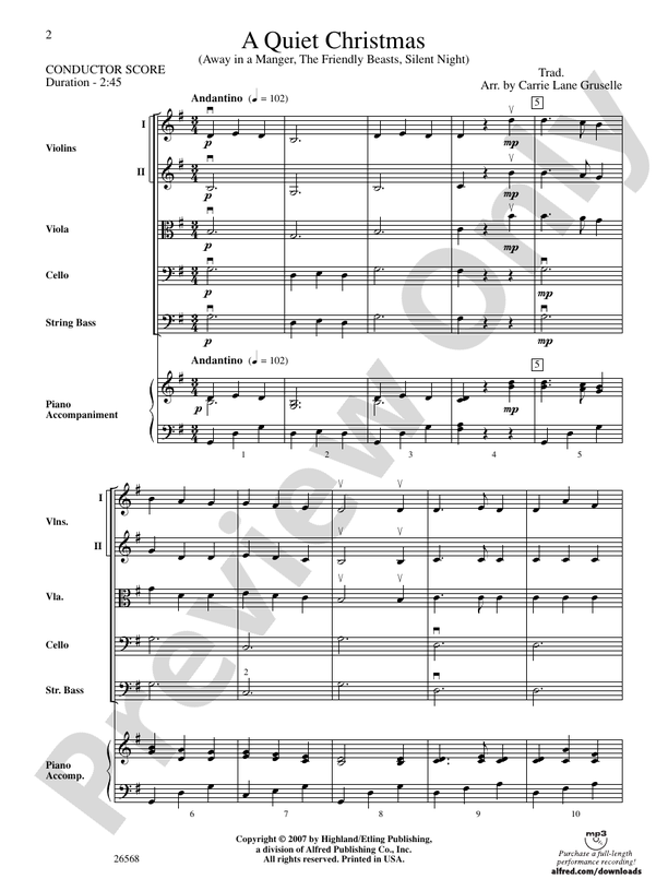 A Quiet Christmas: String Orchestra Conductor Score & Parts - Digital ...