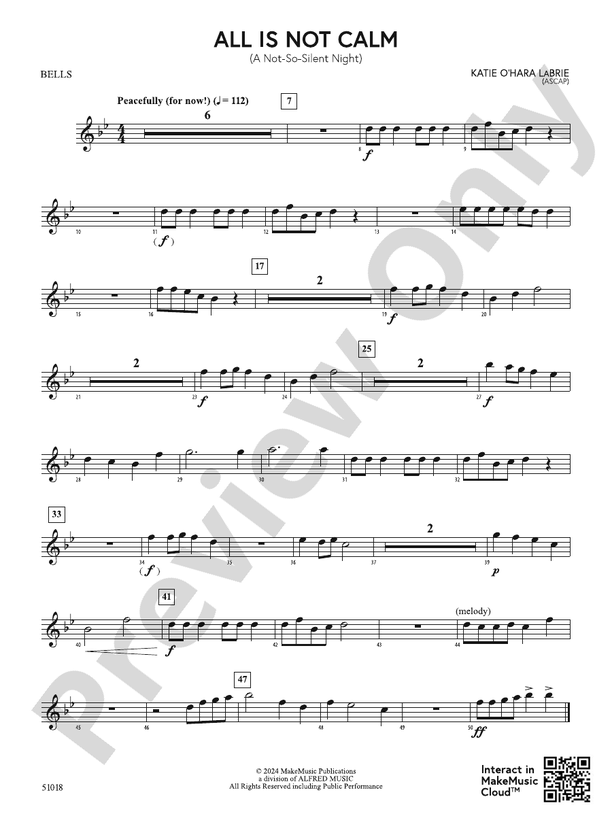 All is NOT Calm: Bells: Bells Part - Digital Sheet Music Download
