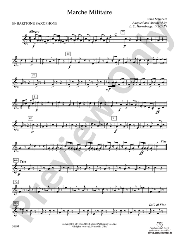 Marche Militaire: E-flat Baritone Saxophone: E-flat Baritone Saxophone Part - Digital Sheet ...